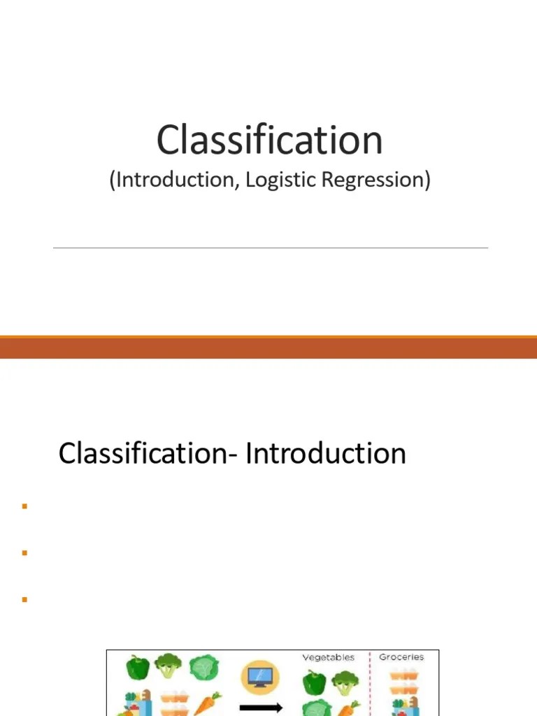 Classification Introduction Logistic Regression Pdf Statistical