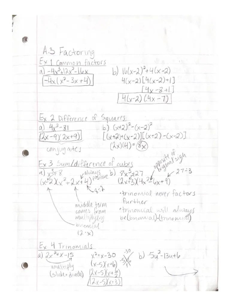 Factoring Math Pdf