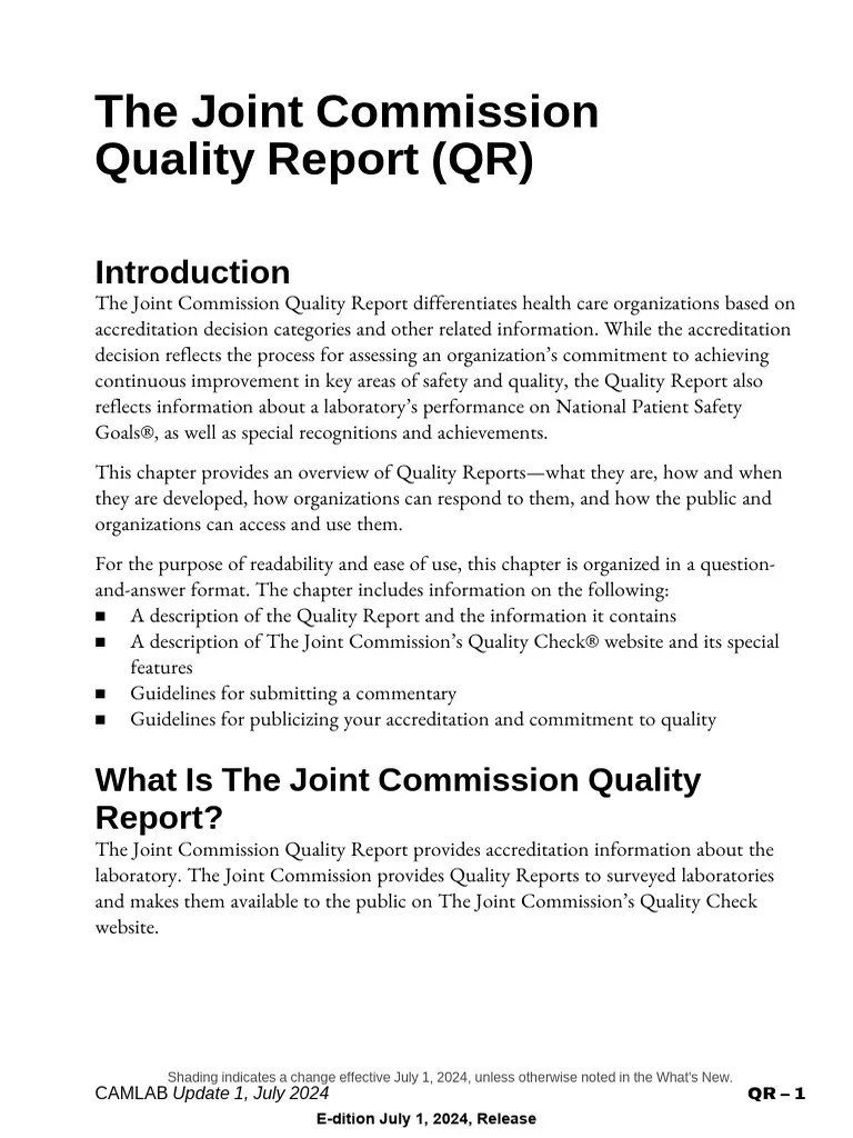 Joint Commission Quality Report Pdf Joint Commission Technology