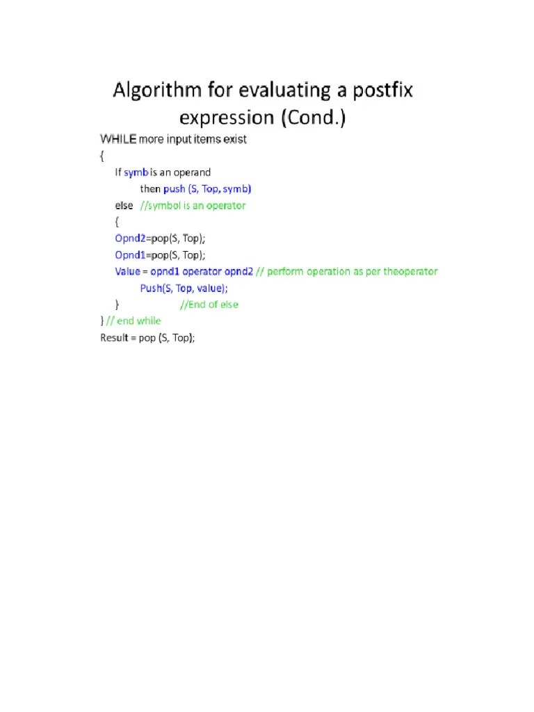Postfix Evaluation Pdf