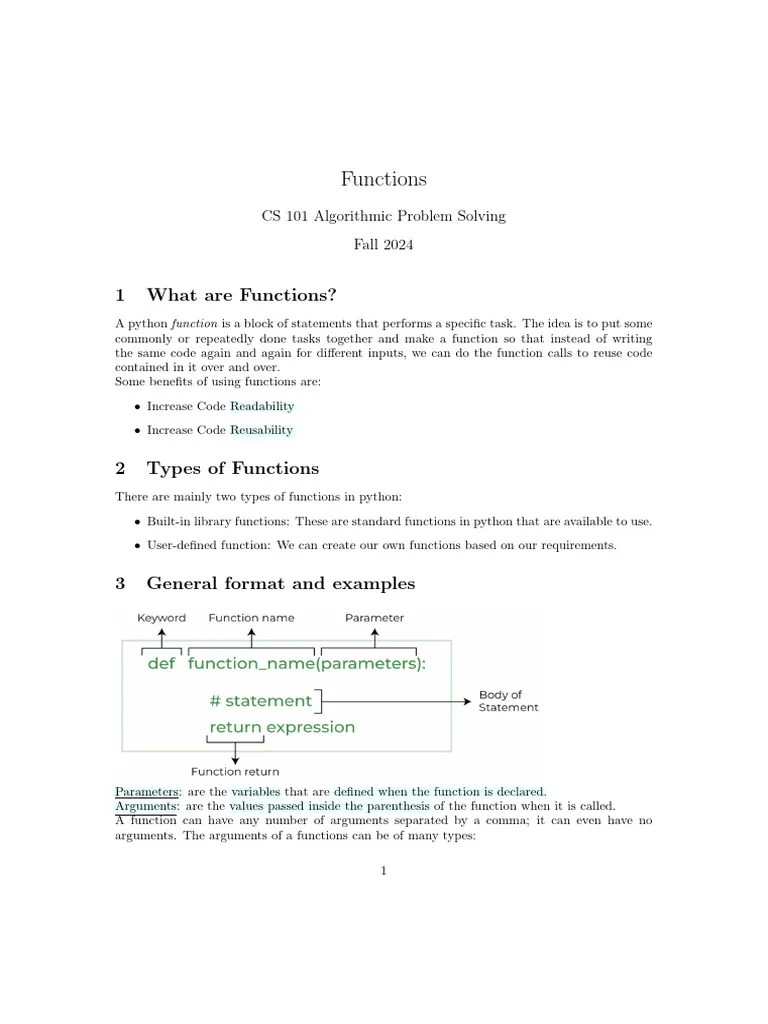 Functions Pdf Parameter Computer Programming Computer Programming