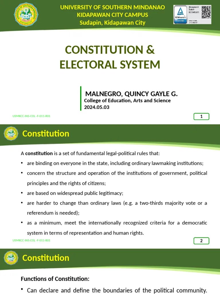 Constitution And Electoral System Pdf Voting Electoral District