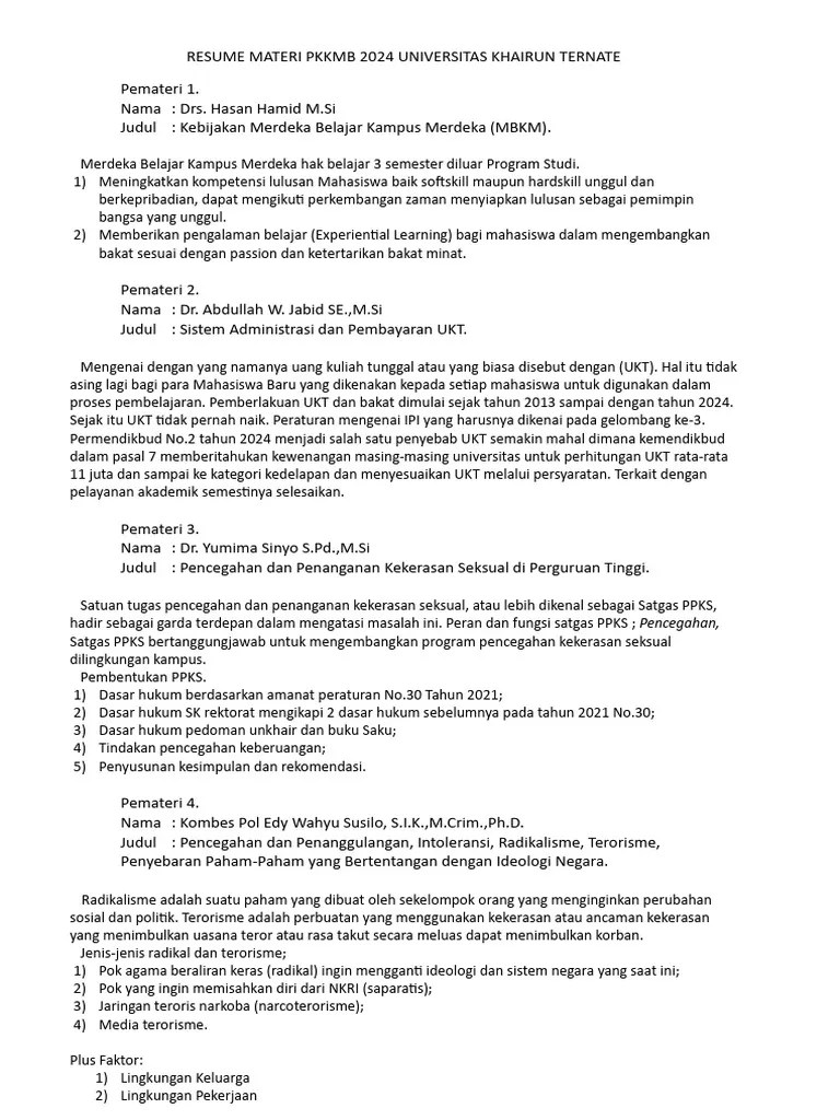 Materi Pkkmb 2024 Unkhair Ternate Pdf