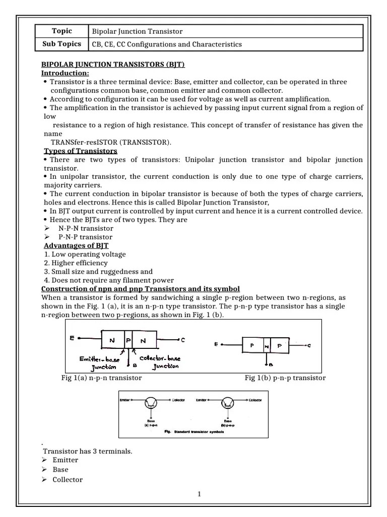 Transistor Pdf Bipolar Junction Transistor P N Junction