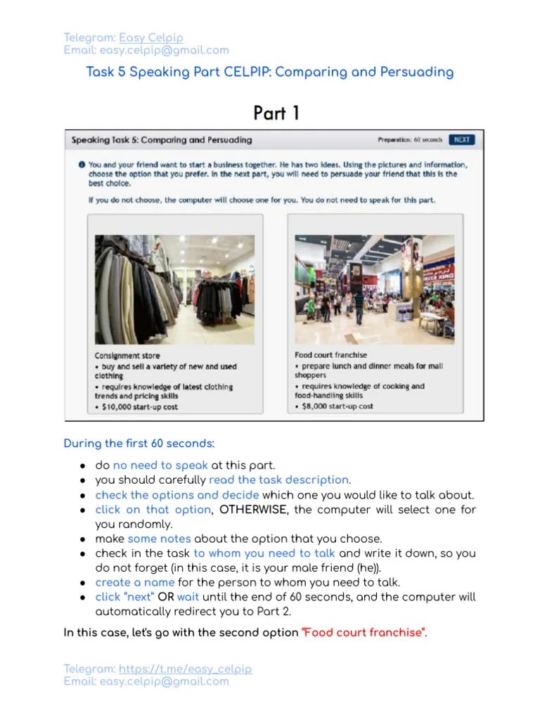 Celpip Speaking Task 5 Guide Pdf