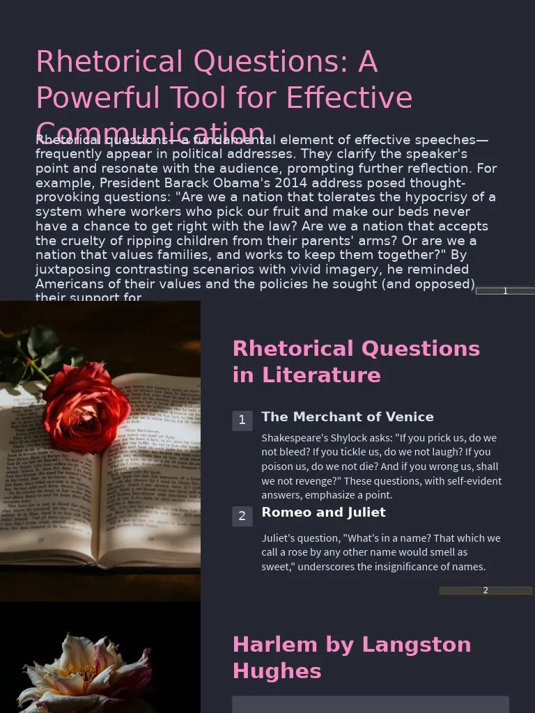Rhetorical Questions A Powerful Tool For Effective Communication Pdf