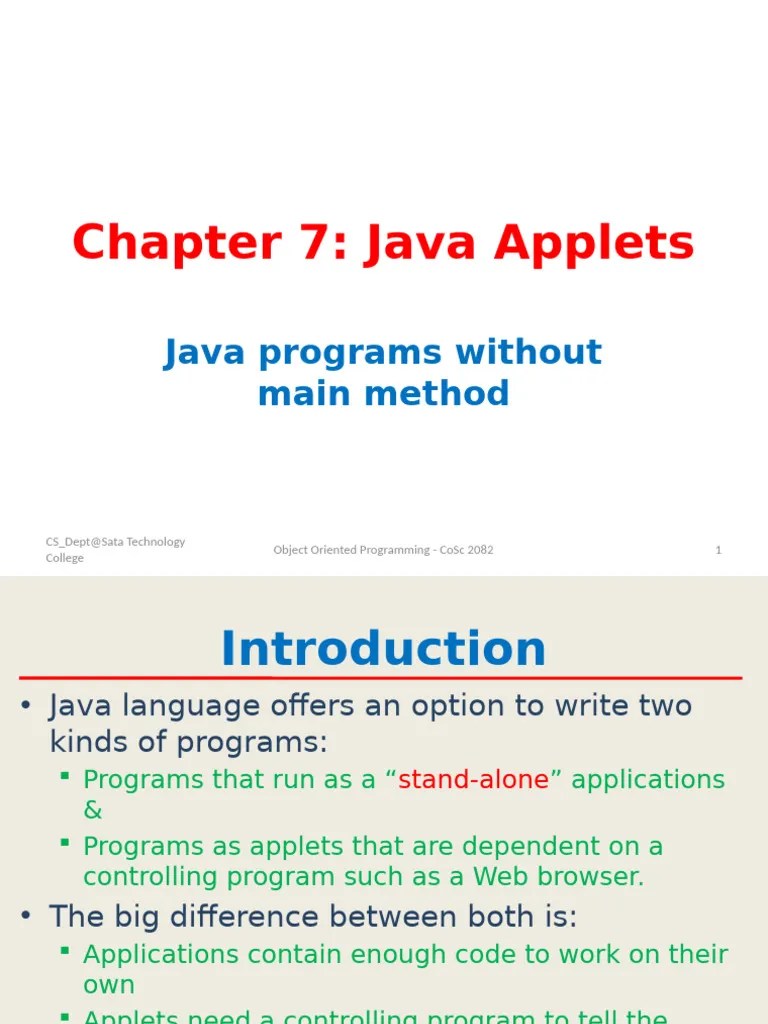 Convert Onechar Applet To Application Pdf Java Programming