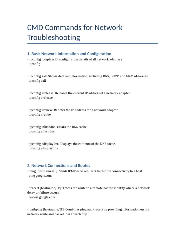 Cmd Commands Network Troubleshooting Pdf Domain Name System Ip