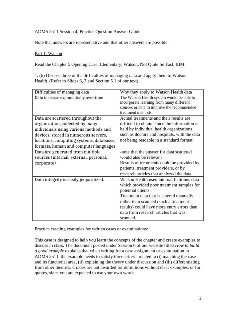 Session 4 Practice Case Question Answers Pdf Data Databases