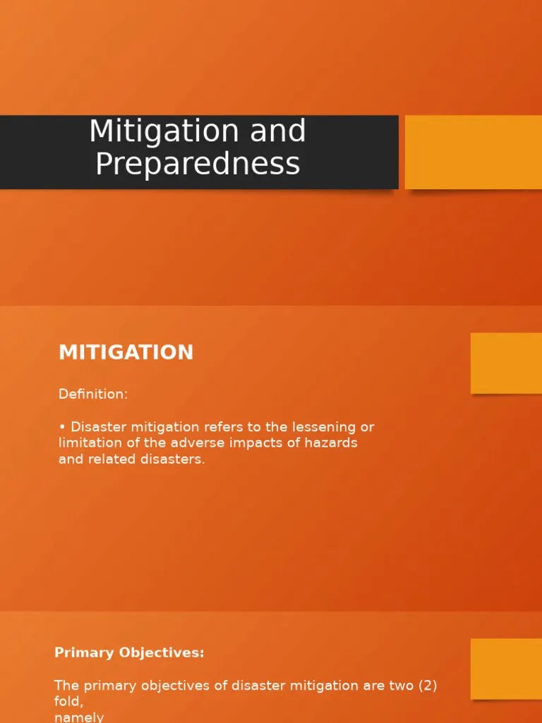 Mitigation Vs Preparedness In Disasters Pdf Emergency Management