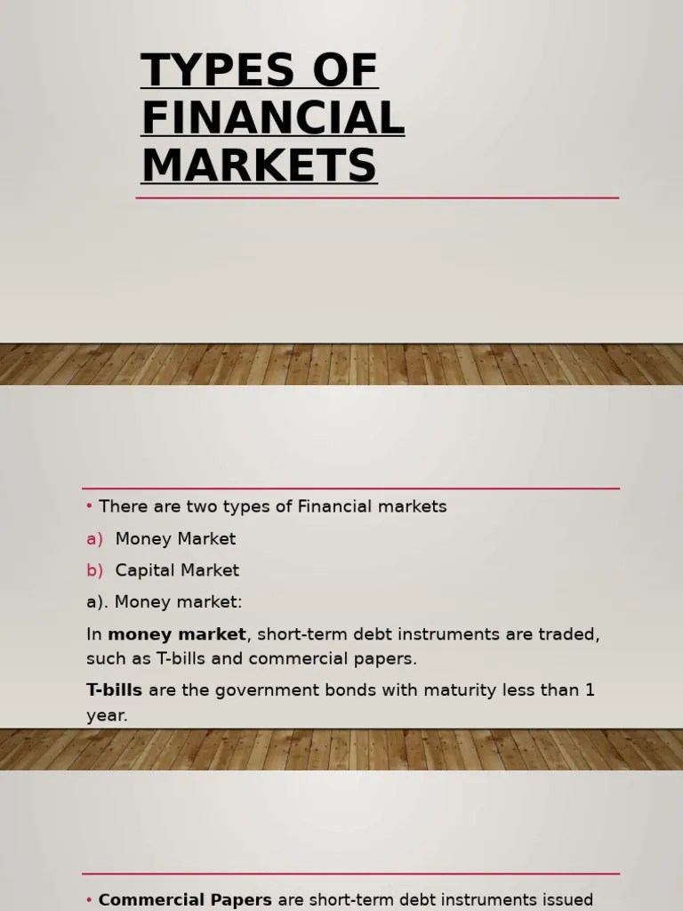 Overview Of Financial Market Types Pdf Business