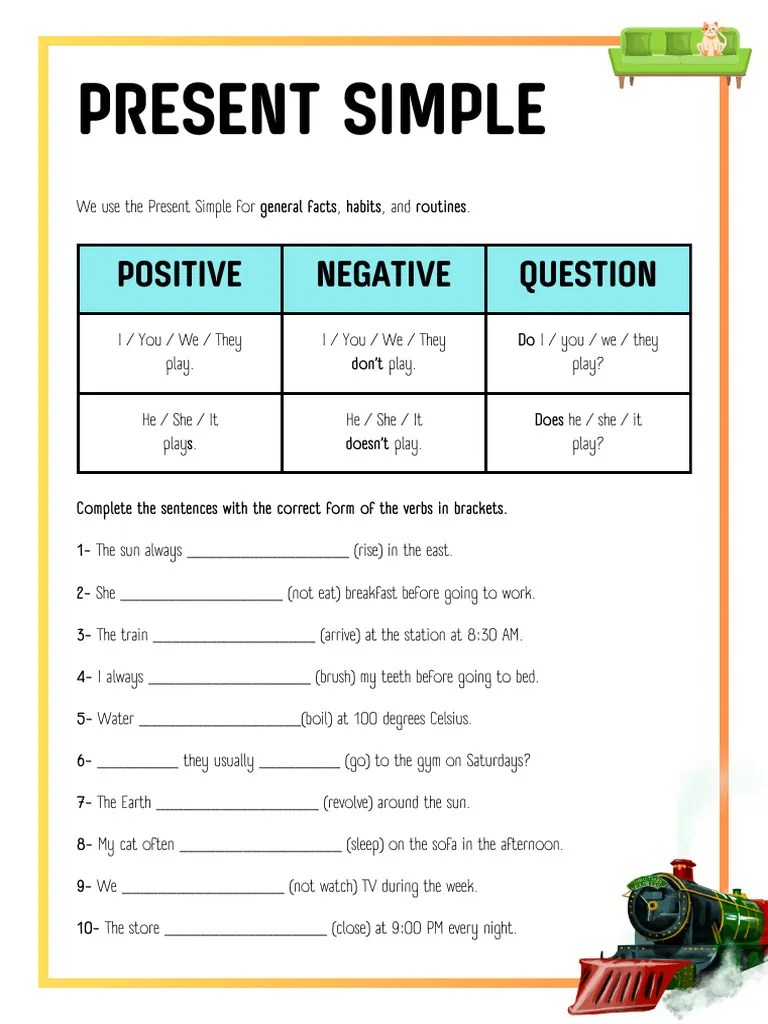 Present Simple Tense Practice Exercises Pdf