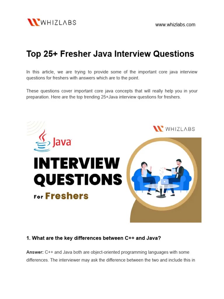 Top 25 Fresher Java Interview Questions Pdf Class Computer