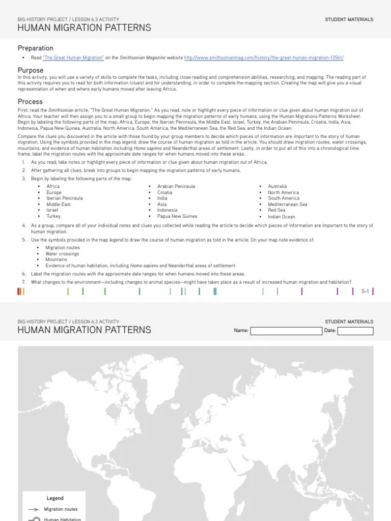 Human Migration Patterns Student Pdf Version Pdf Human Neanderthal