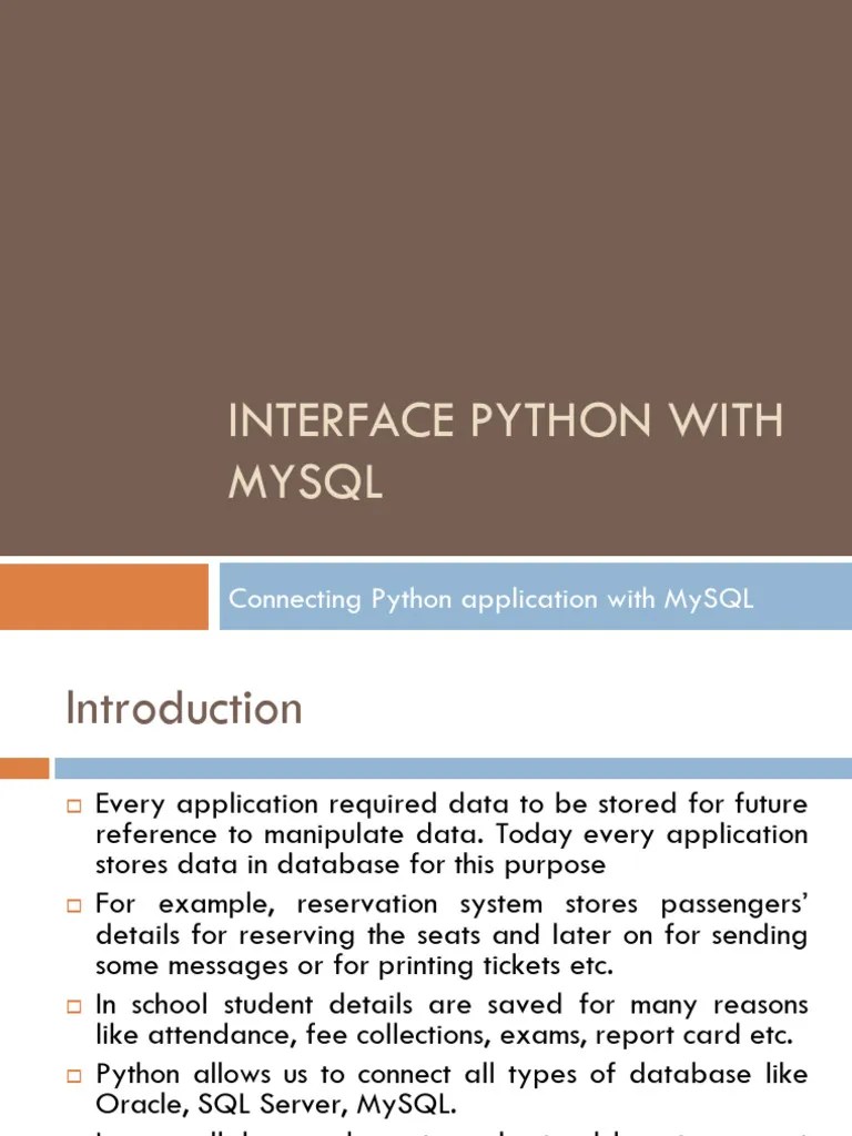 Interface Python With Mysql 1 Pdf My Sql Databases