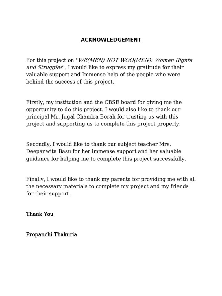Acknowledgements For Academic Projects Pdf Gratitude Positive