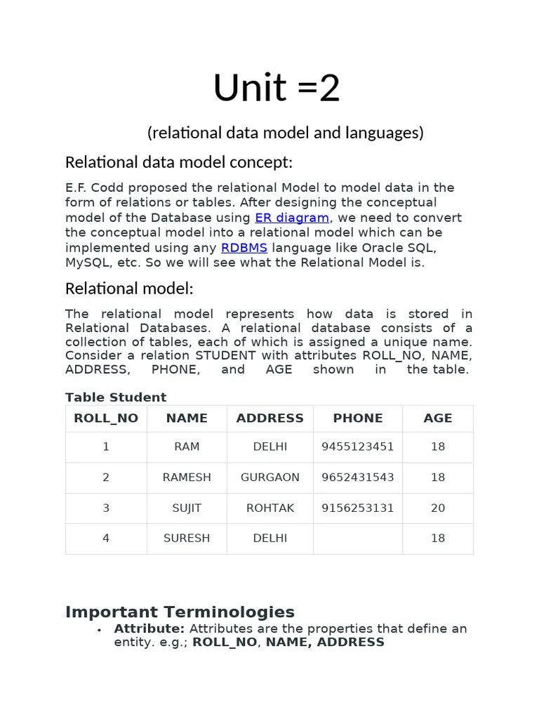 Understanding Relational Data Models Pdf Relational Database
