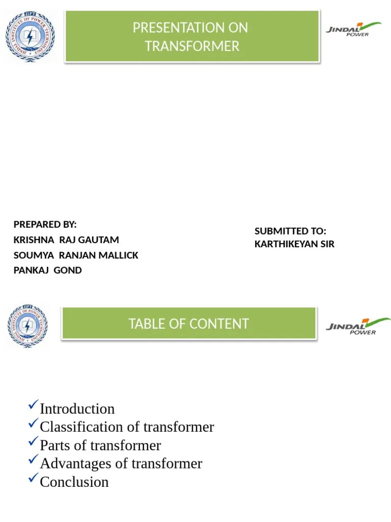 Presentation On Transformer Pdf Transformer Inductor