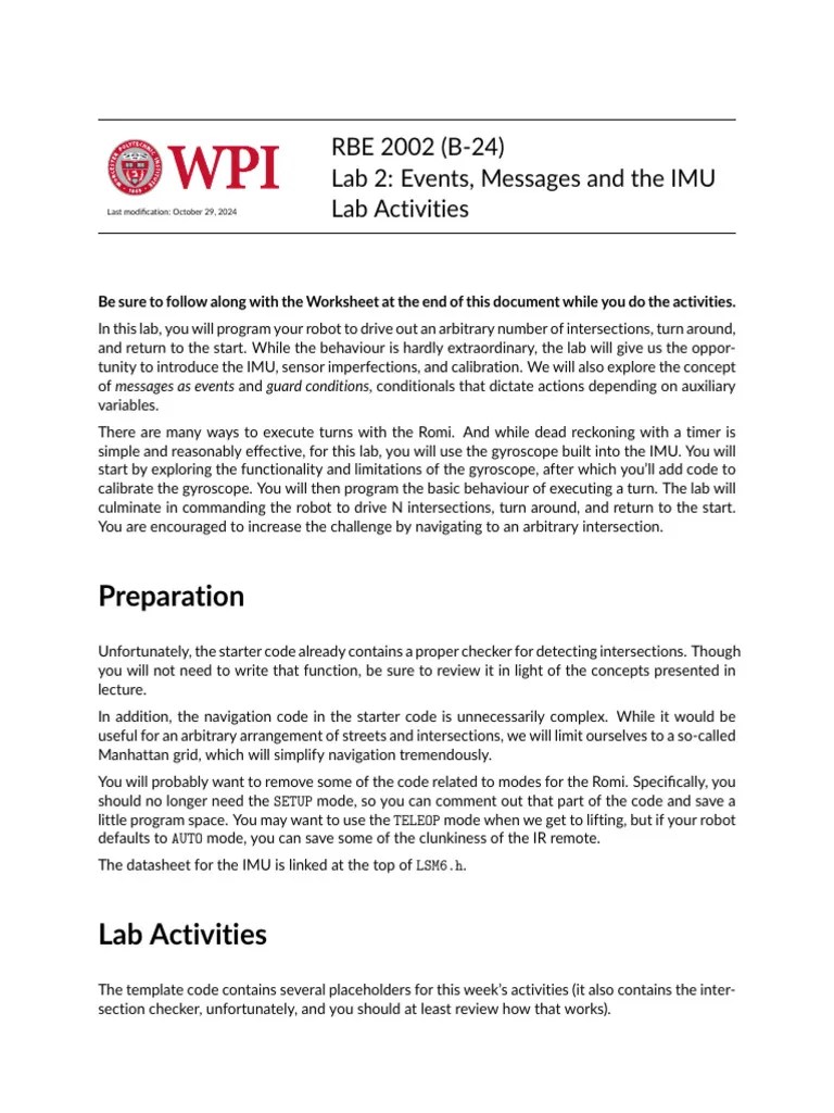 Rbe 2002 B24 Lab 2 Handout Pdf Gyroscope