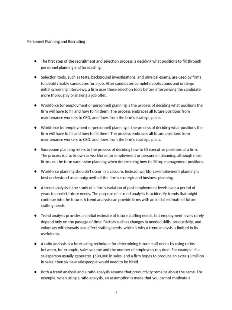Workforce Planning Recruitment Guide Pdf Sales Economies