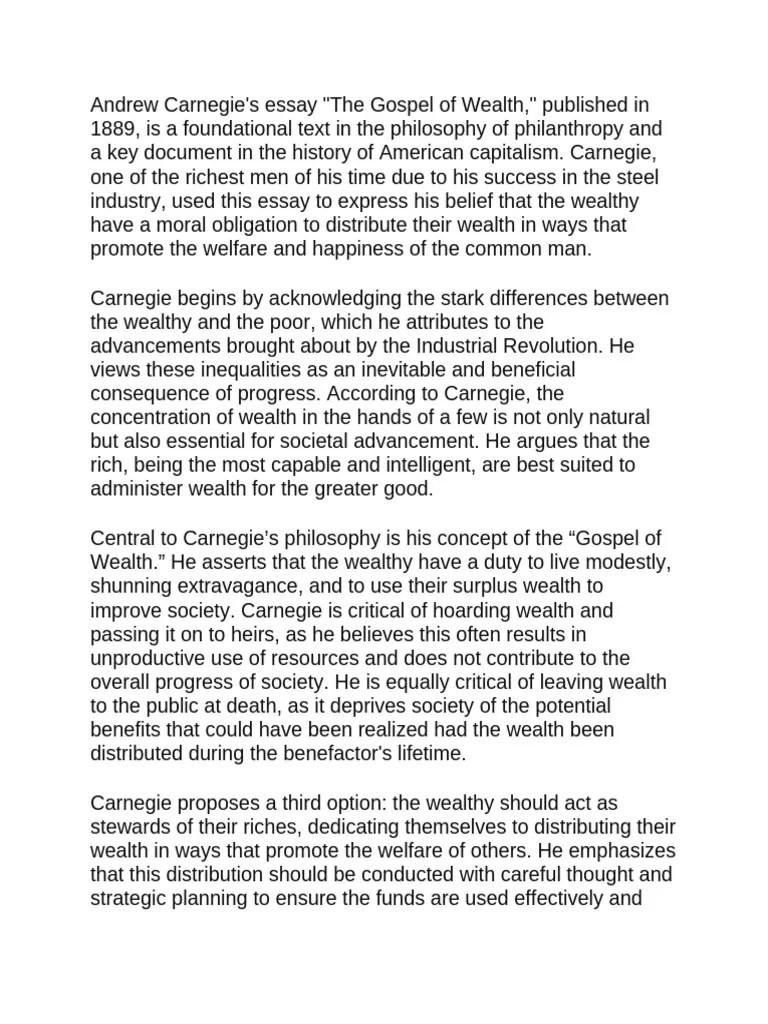 Gospel Of Wealth | PDF | Economies