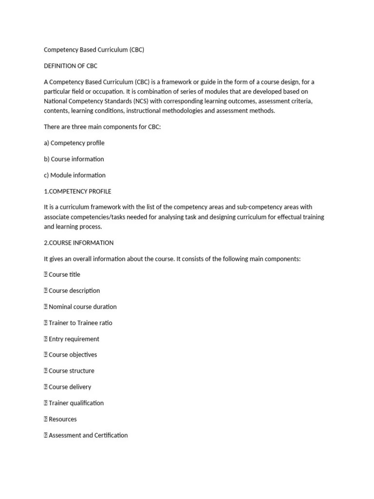 Cbc Course Design Pdf Educational Assessment Curriculum