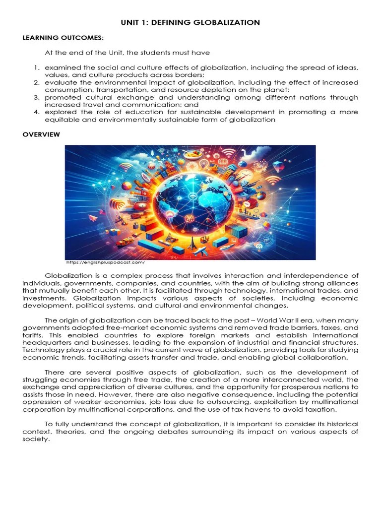 Module 1 Defining Globalization Pdf Globalization Sustainability
