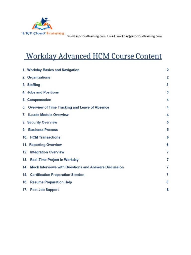 Workday Hcm Training Erp Cloud Pdf