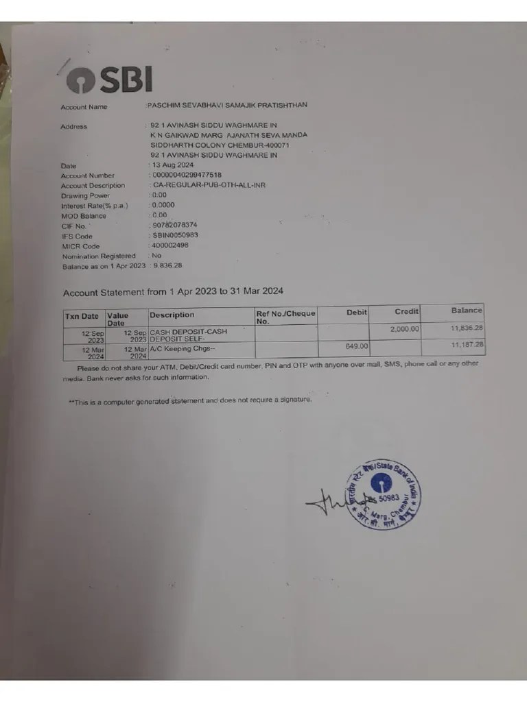 Statement Pdf