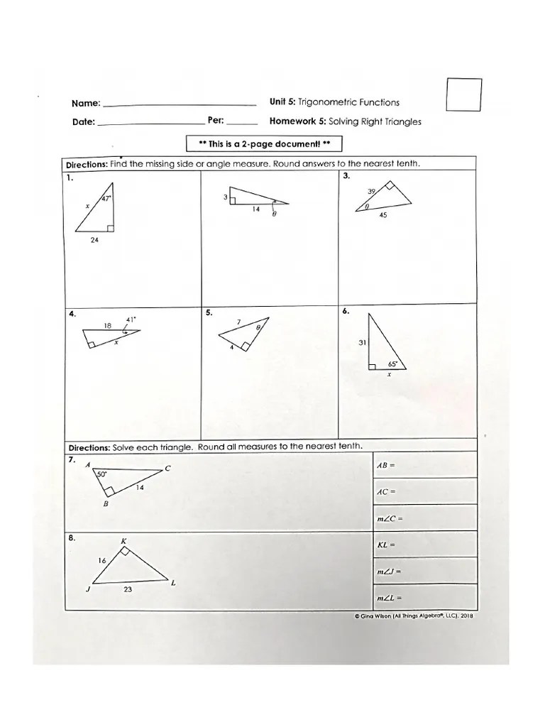 Solving Right Triangles Pdf