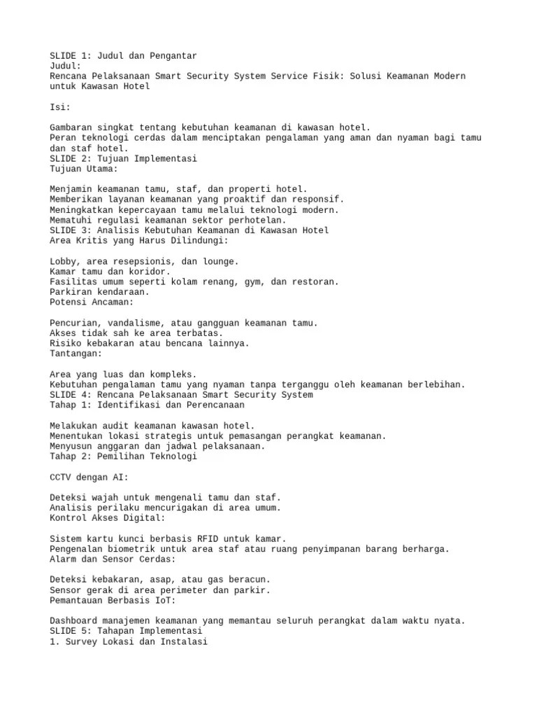 Rencana Keamanan Cerdas Untuk Hotel Pdf