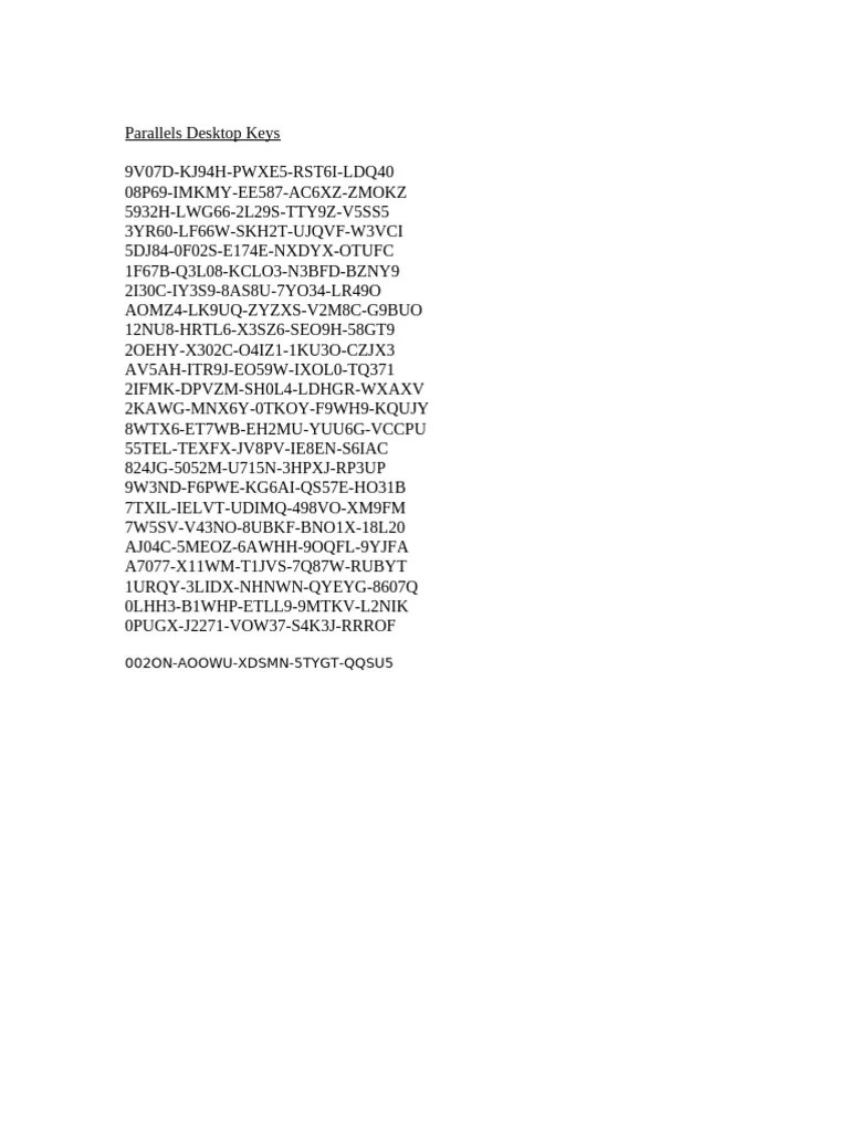 Parallels Keys Pdf