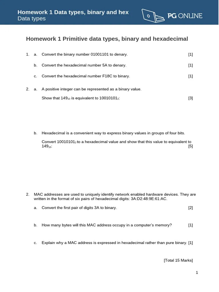 Data Types Homework 1 Pdf