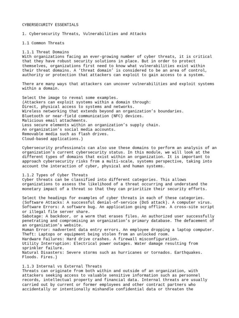 Cybersecurity Essentials Pdf Computer Virus Malware