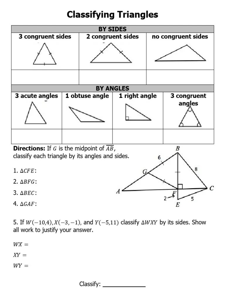 Classifying Triangles Worksheet Pdf