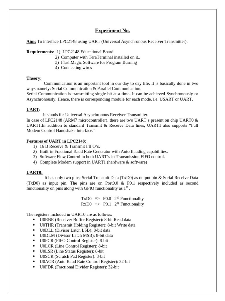 Uart Interfacing Pdf Information And Communications Technology