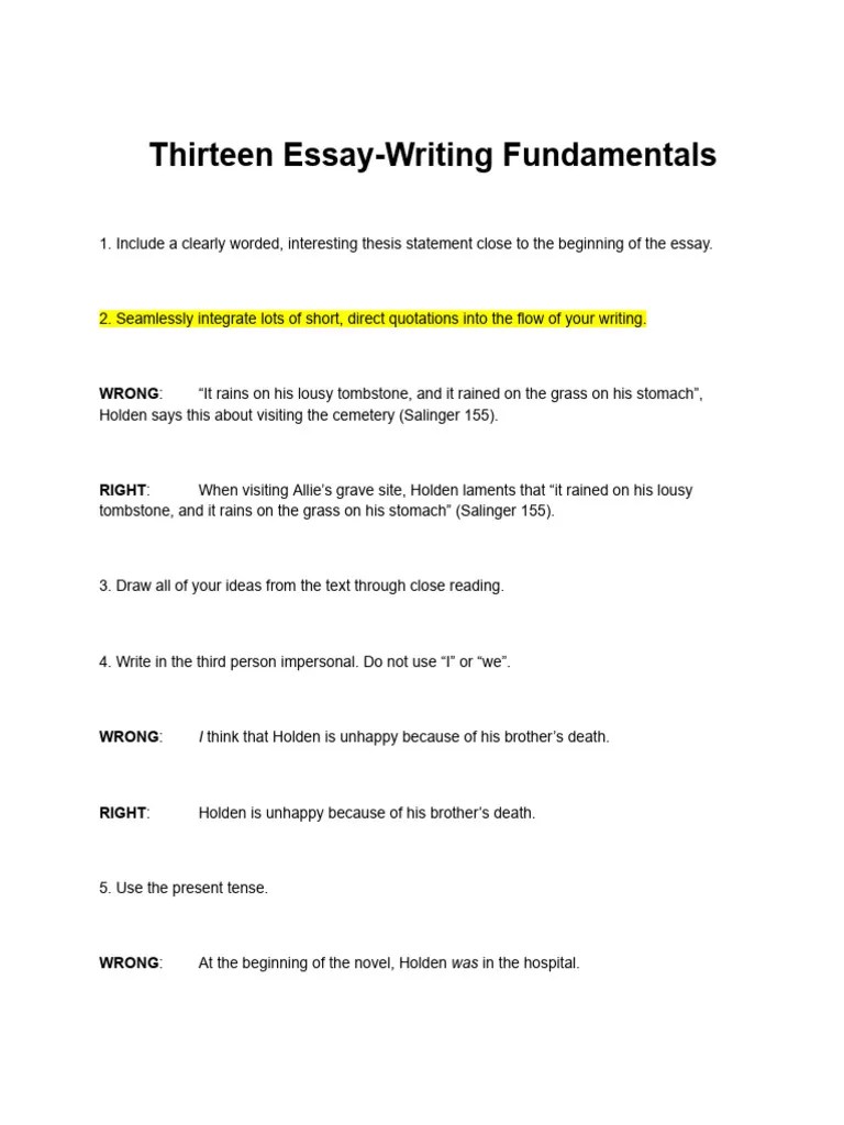 Thirteen Essay Writing Fundamentals Pdf Othello