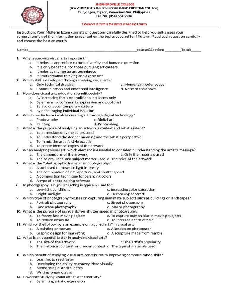 Midterm Visual Arts Pdf Shutter Speed Film Speed