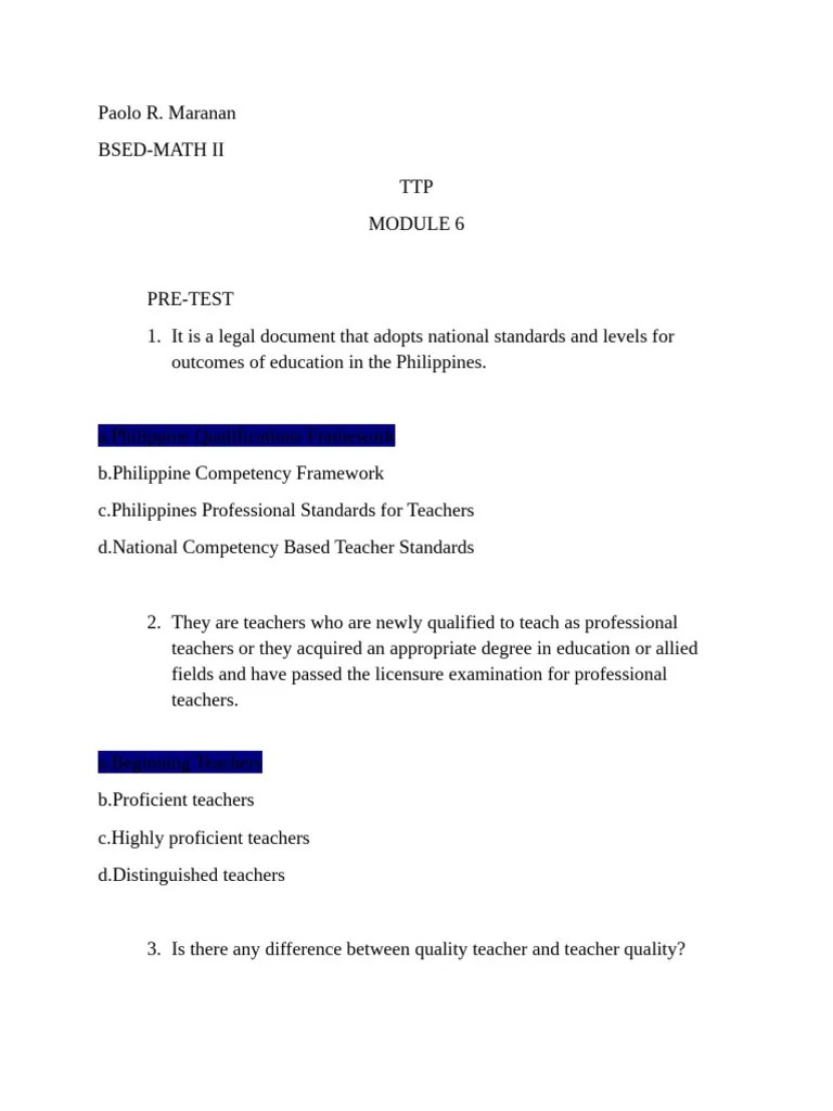 Ttp Ni Pao Module 6 Pdf Teachers Pedagogy