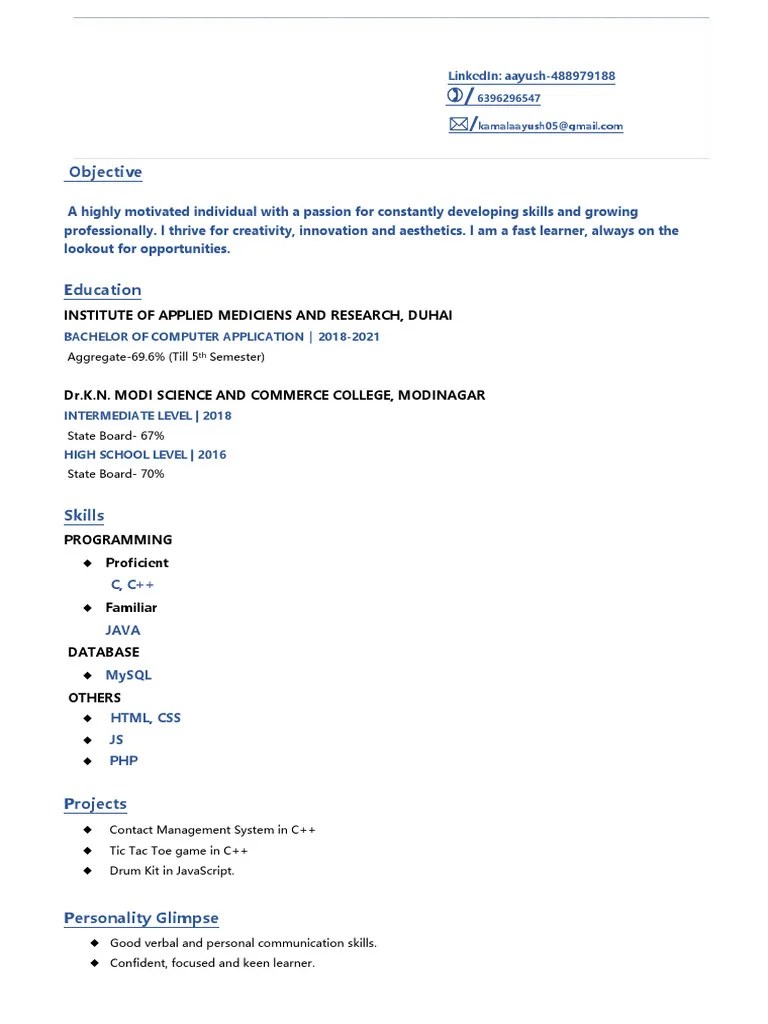 Aayush Cv Pdf