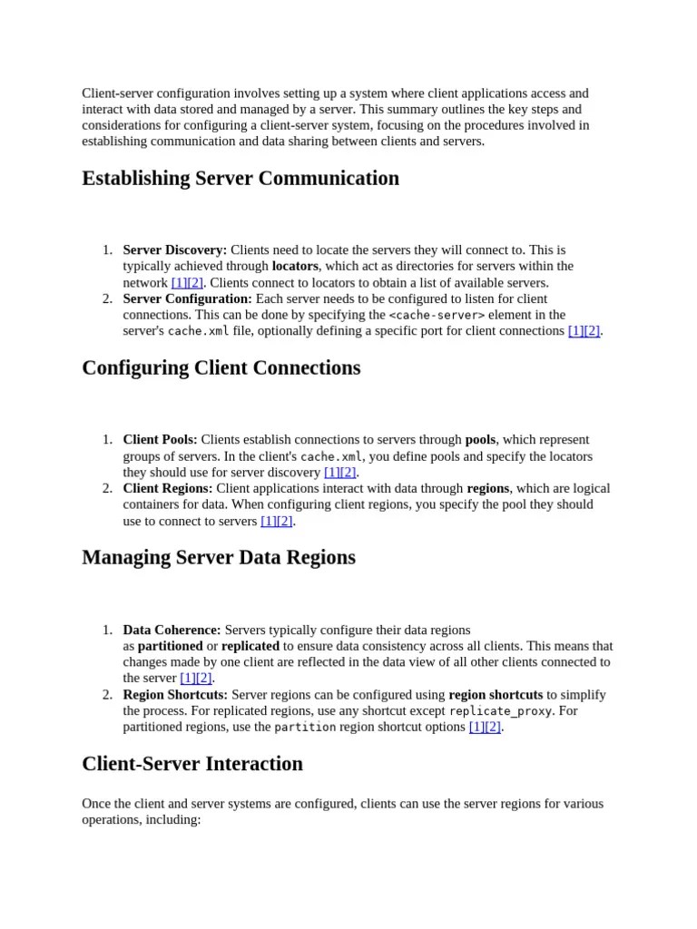 Client Server Configuration Summary Pdf Client Server Model