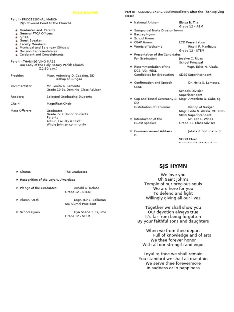 Graduation Programme 2019 Pdf