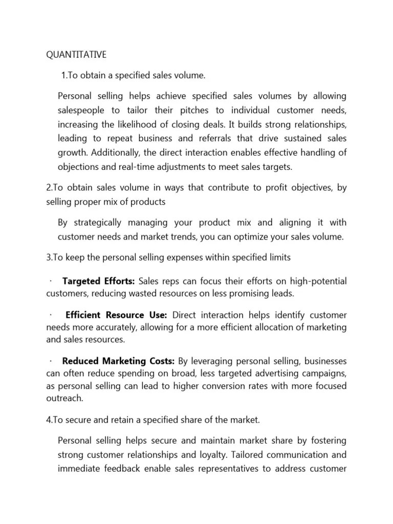 Personal Selling Pdf Sales Marketing
