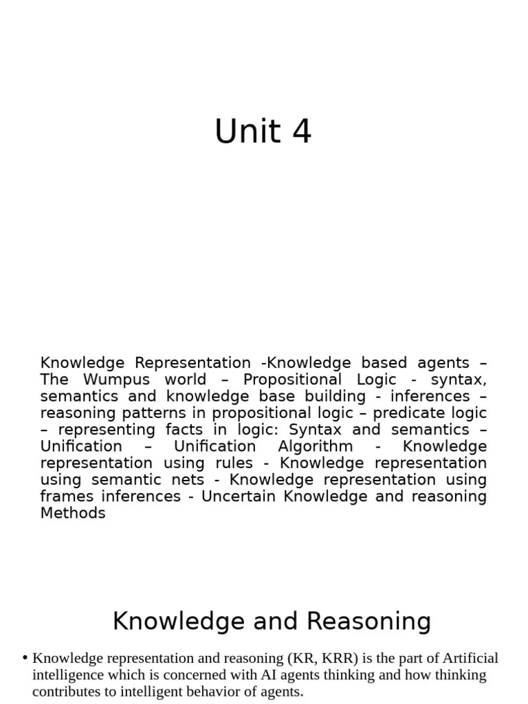Unit 4 Pdf Knowledge Representation And Reasoning Knowledge