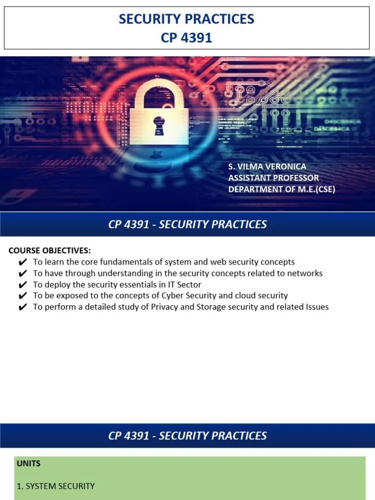 Cp 4391 Security Practices Overview Pdf Information Security