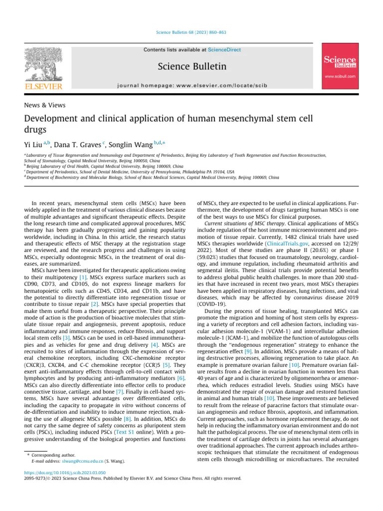 Development And Clinical Application Of Human Mesenchymal Stem Cell