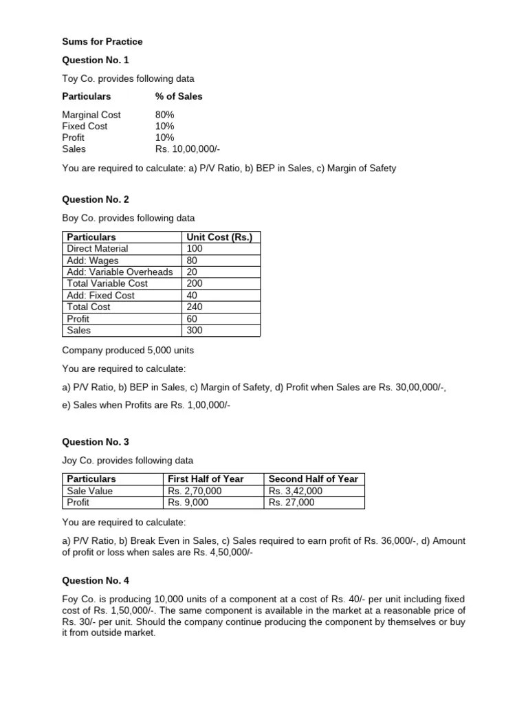 Sums For Practice Pdf Business Economics Economics