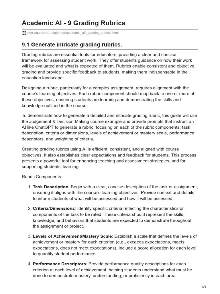 Ai Enhanced Grading Rubrics Guide Pdf Rubric Academic