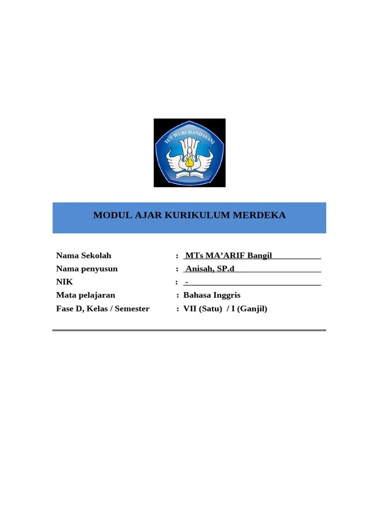 1 Modul Ajar Bahasa Inggris Kelas 7 Fase D Chapter 1 Pdf