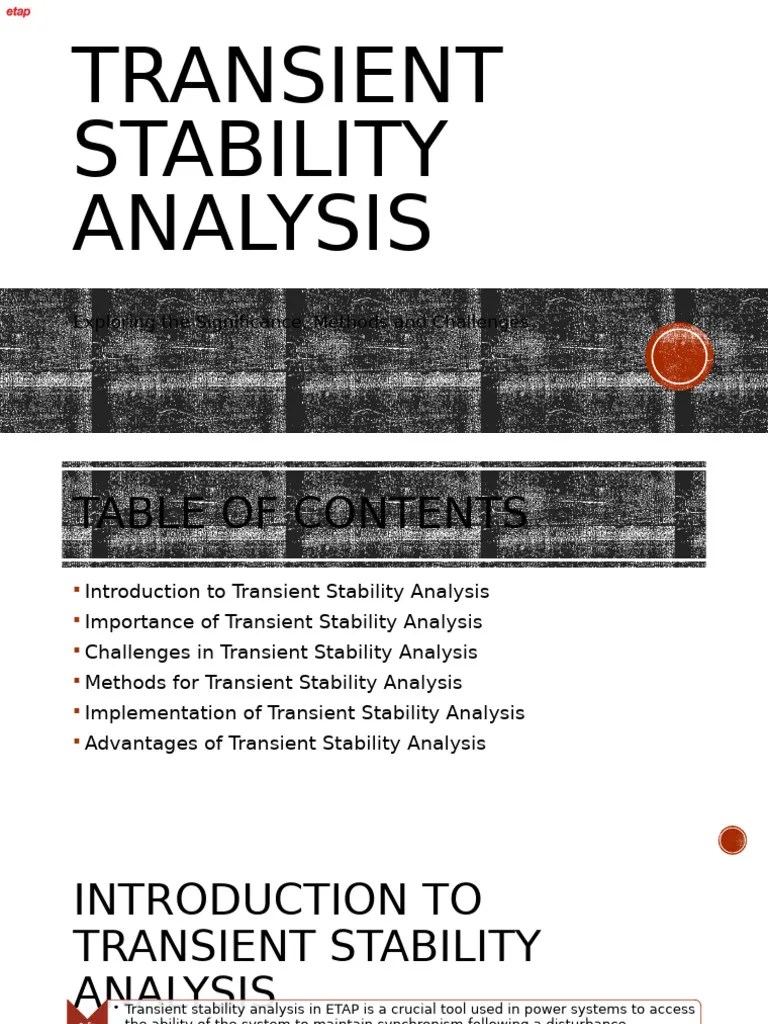Transient Stability Analysis In Etap Pdf Simulation System